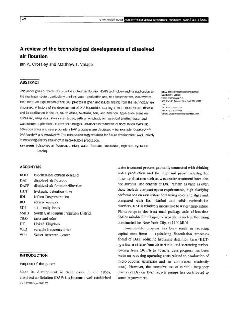 Aqua - DAF Paper 1 PDF | PDF | Sewage Treatment | Water Purification