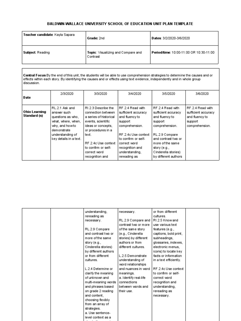 Unit 4 Week 3 Reading Plan | PDF | Reading Comprehension | Educational ...