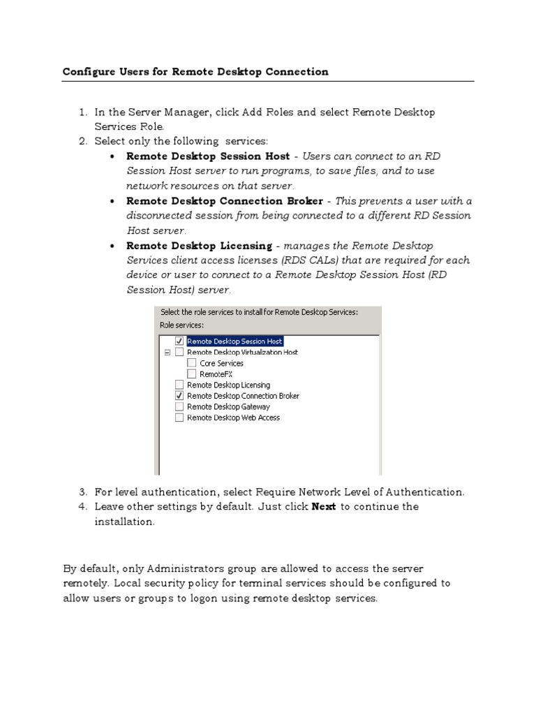 Configure Users for Remote Desktop Access | PDF | Remote Desktop Services | Telecommunications
