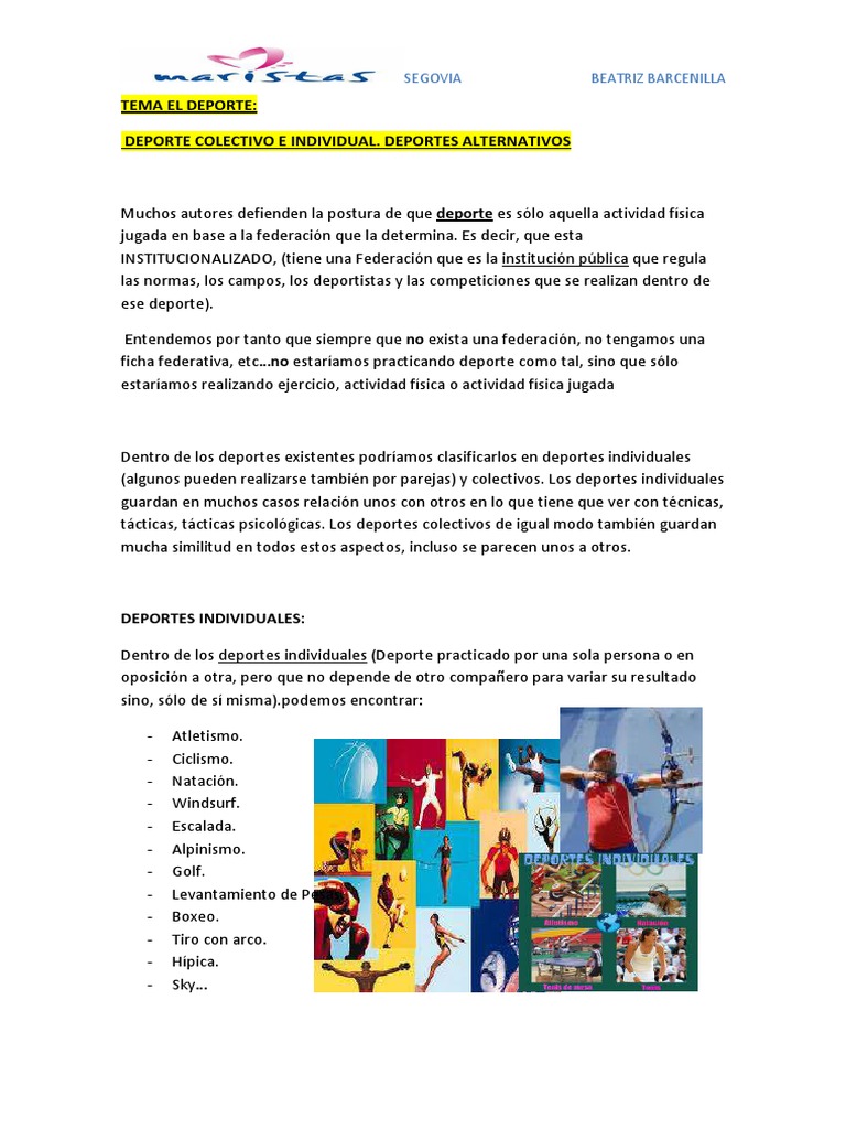 Tema El Deporte | PDF | Deportes | Defensor (Asociación de Fútbol)