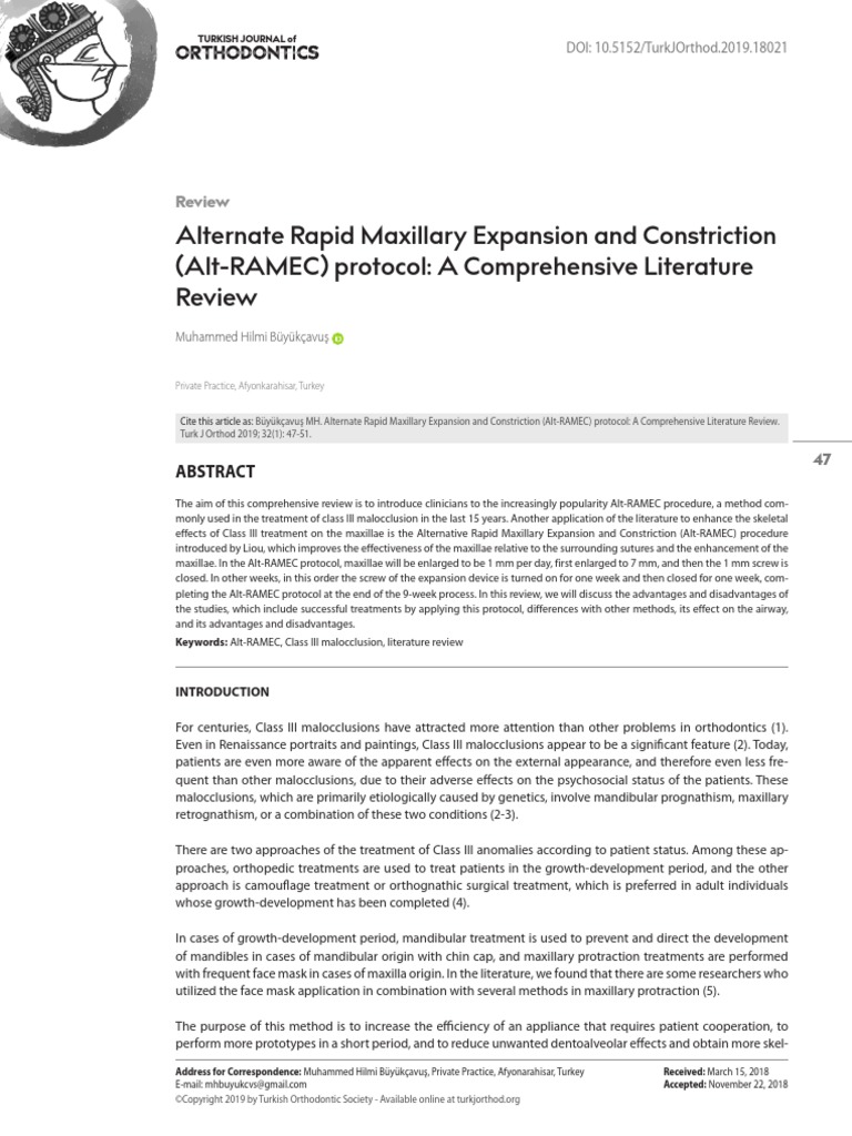 Alternate Rapid Maxillary Expansion and Constriction (Alt-RAMEC ...