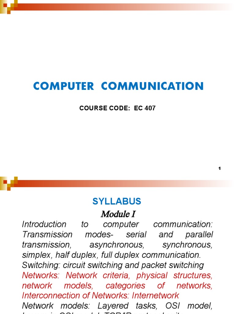 Computer Communication: Course Code: Ec 407 | PDF | Osi Model ...