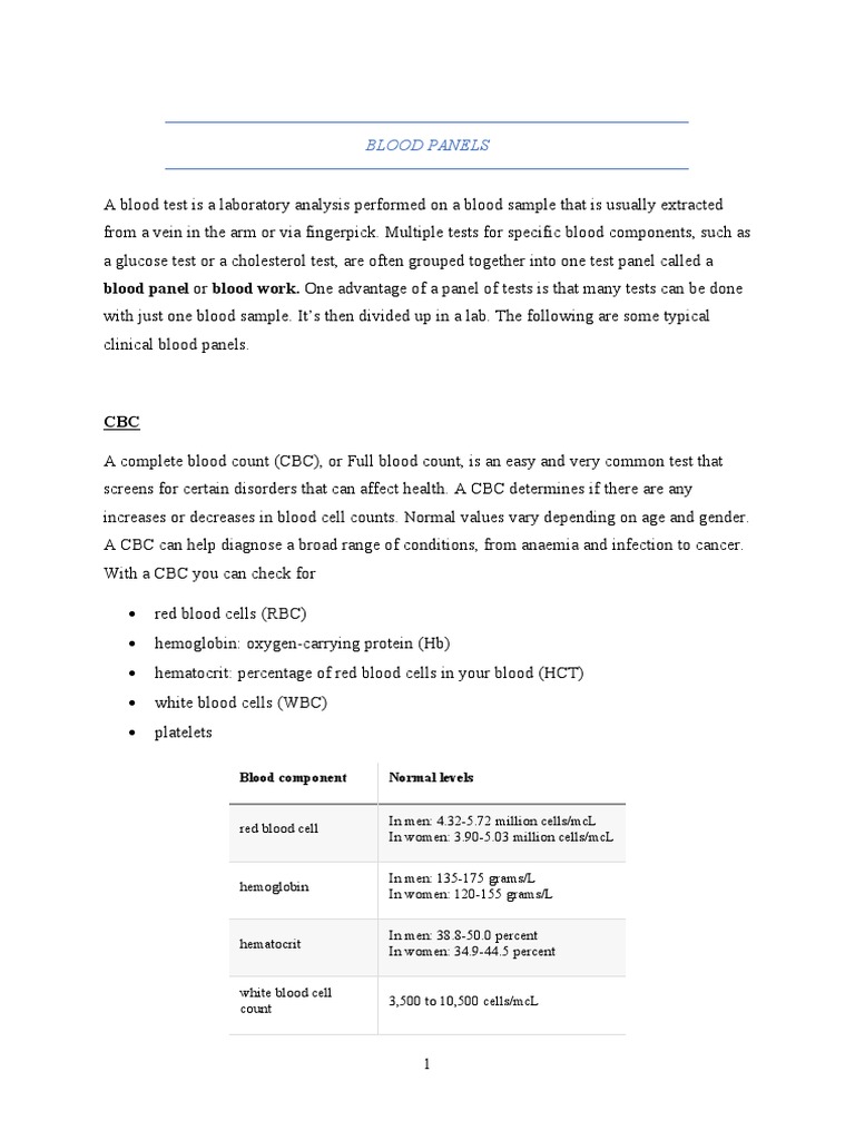 Blood Panels | PDF | Thyroid Stimulating Hormone | Thyroid