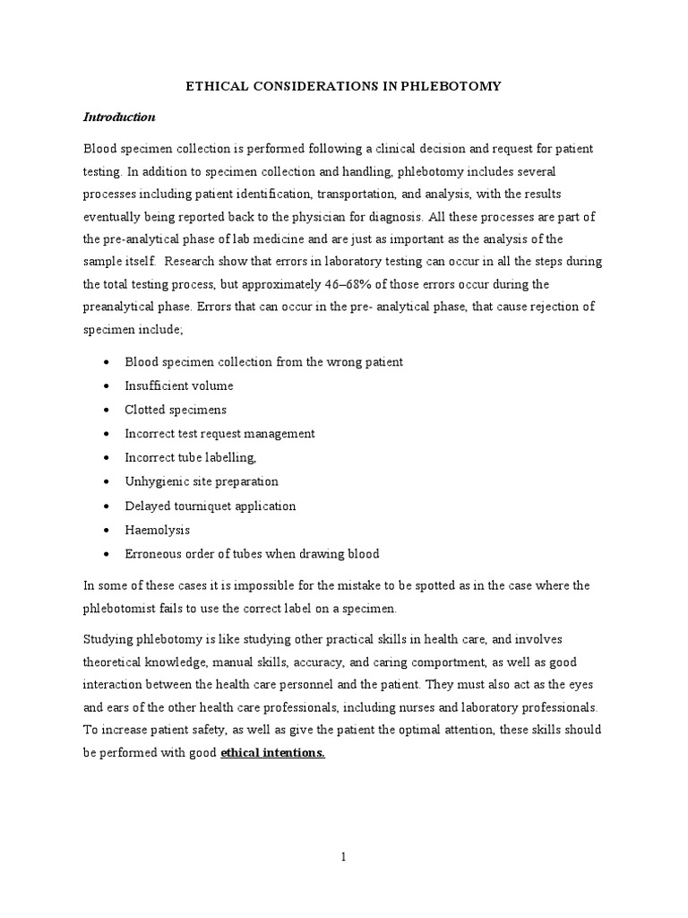 Ethical Issues In Phlebotomy Download Free Pdf Informed Consent