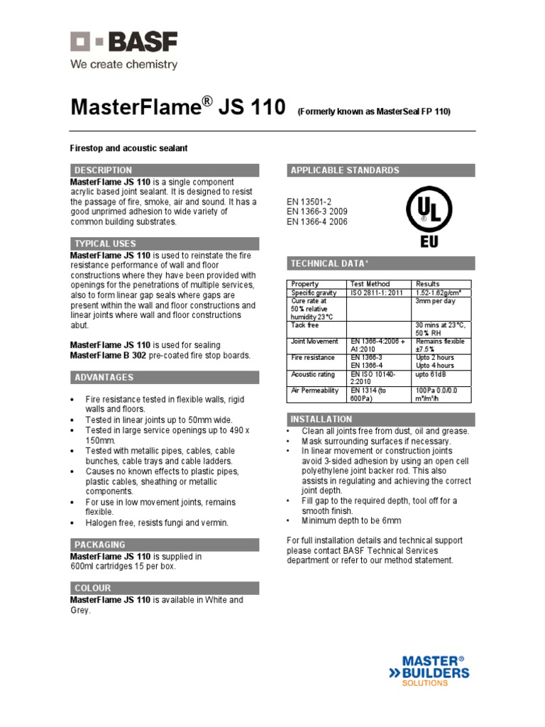 MasterFlame JS 110 Tds | PDF | Building Engineering | Materials
