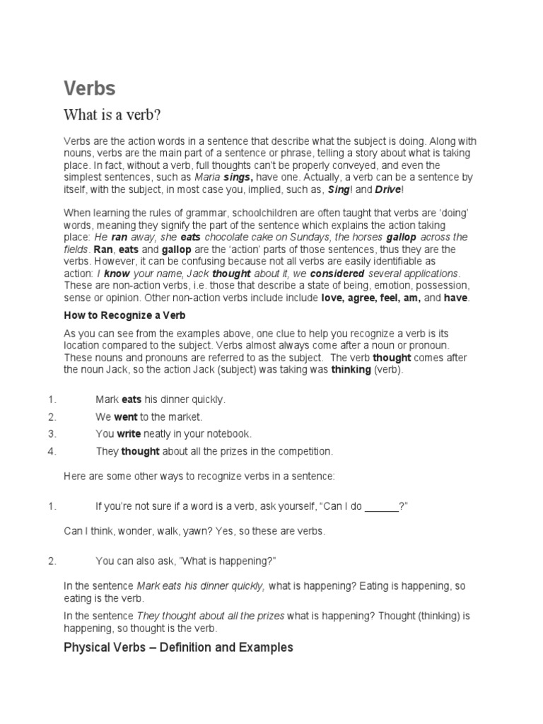 Materi Verbs 2020 | PDF | Subject (Grammar) | Verb