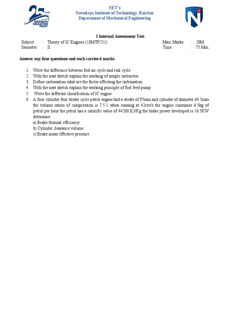 I Internal Assessment Test | PDF