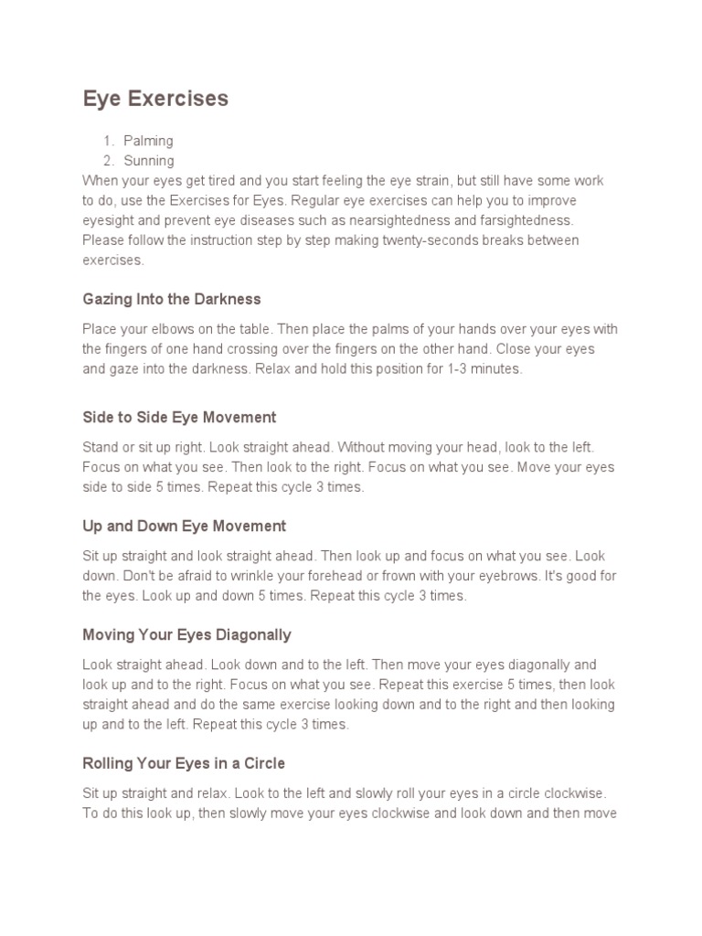 Eye Exercises: Gazing Into The Darkness | PDF | Hand | Penis