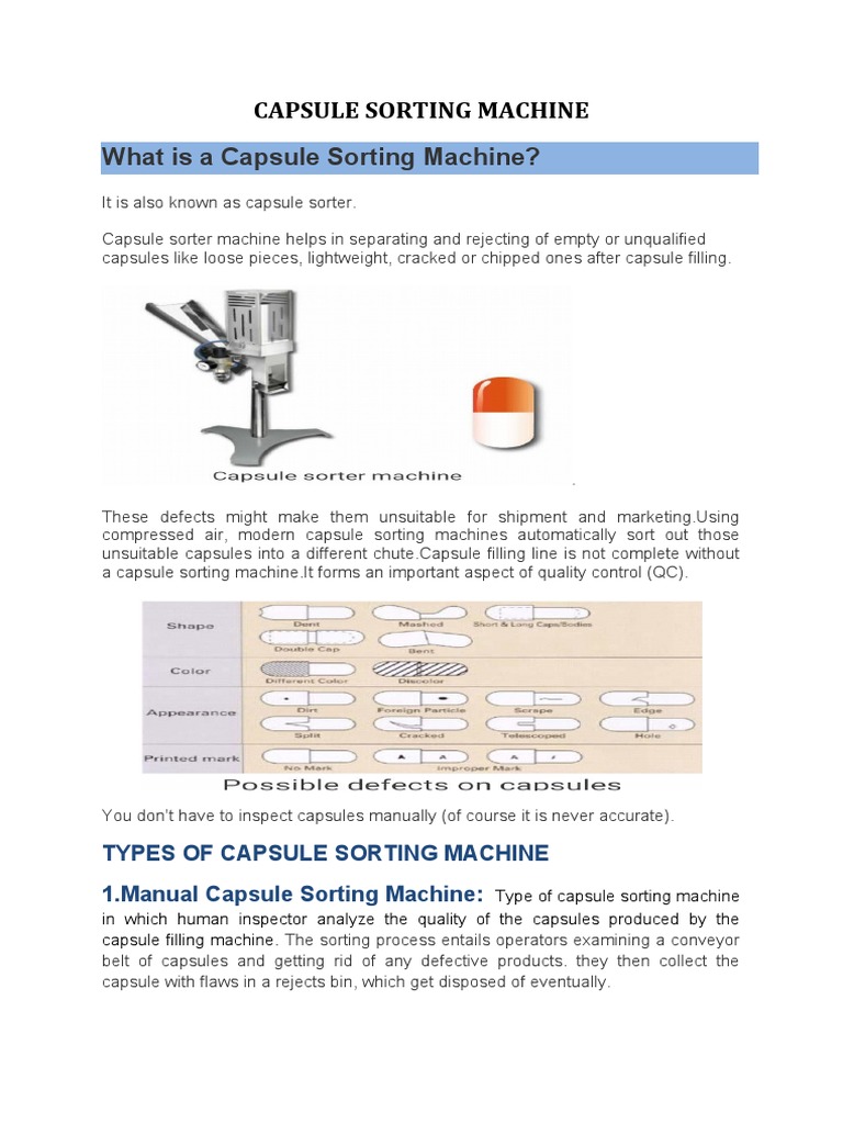 Automatic Capsule Sorting Machines | PDF | Machines | Mechanical ...
