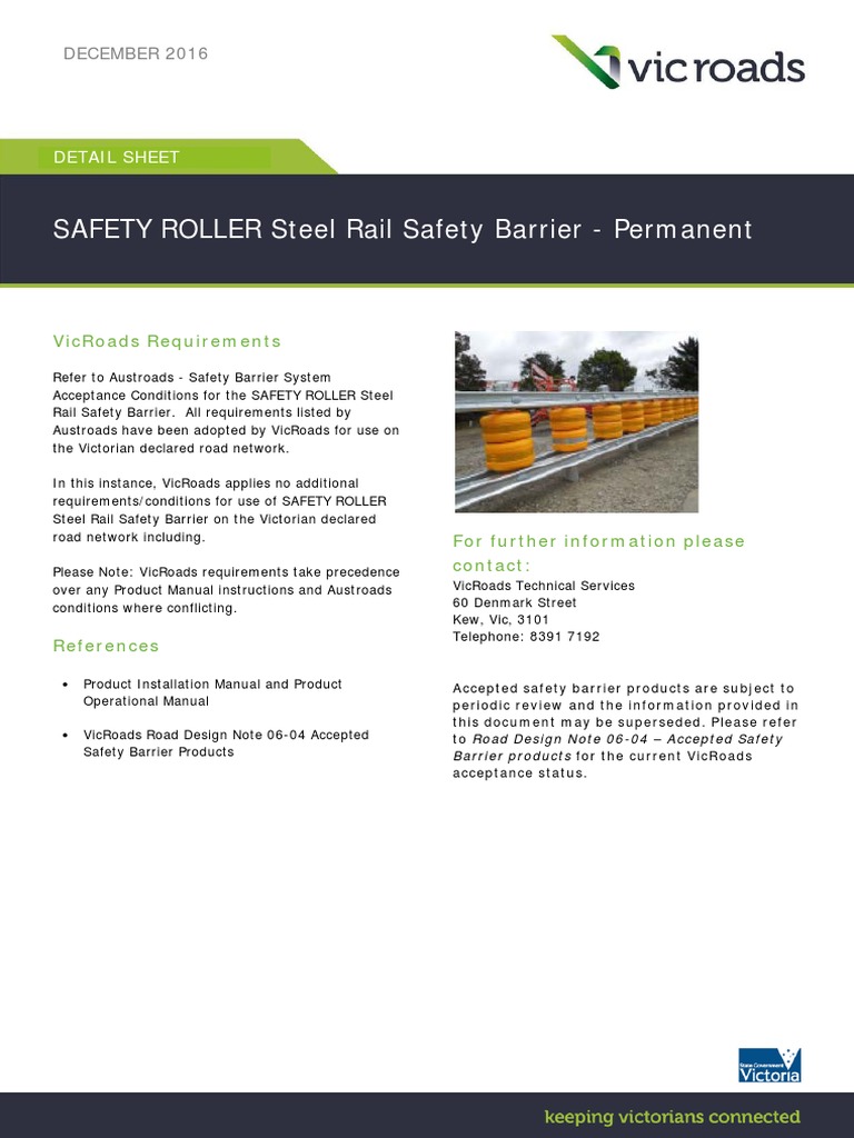 VicRoads Safety Roller Barrier Guide | PDF | Road | Road Surface