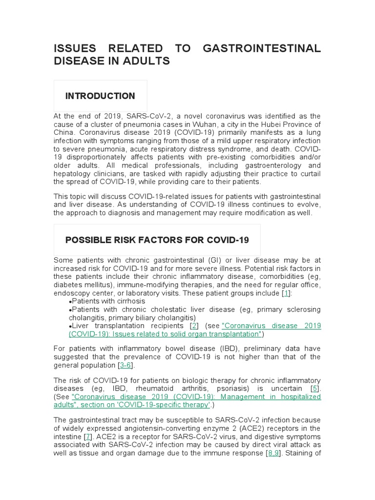 Issues Related To Gastrointestinal Disease in Adults | PDF ...