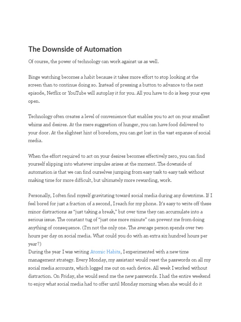 The Risks of Automation on Habits | PDF | Social Media | Popular ...