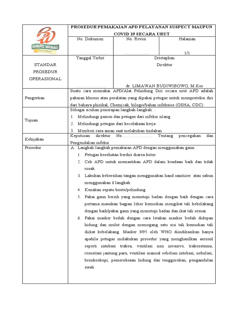 Prosedur Pemakaian Apd | PDF