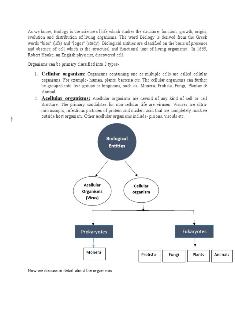Cellular Organism: Biological Entities | PDF | Organisms | Cell (Biology)