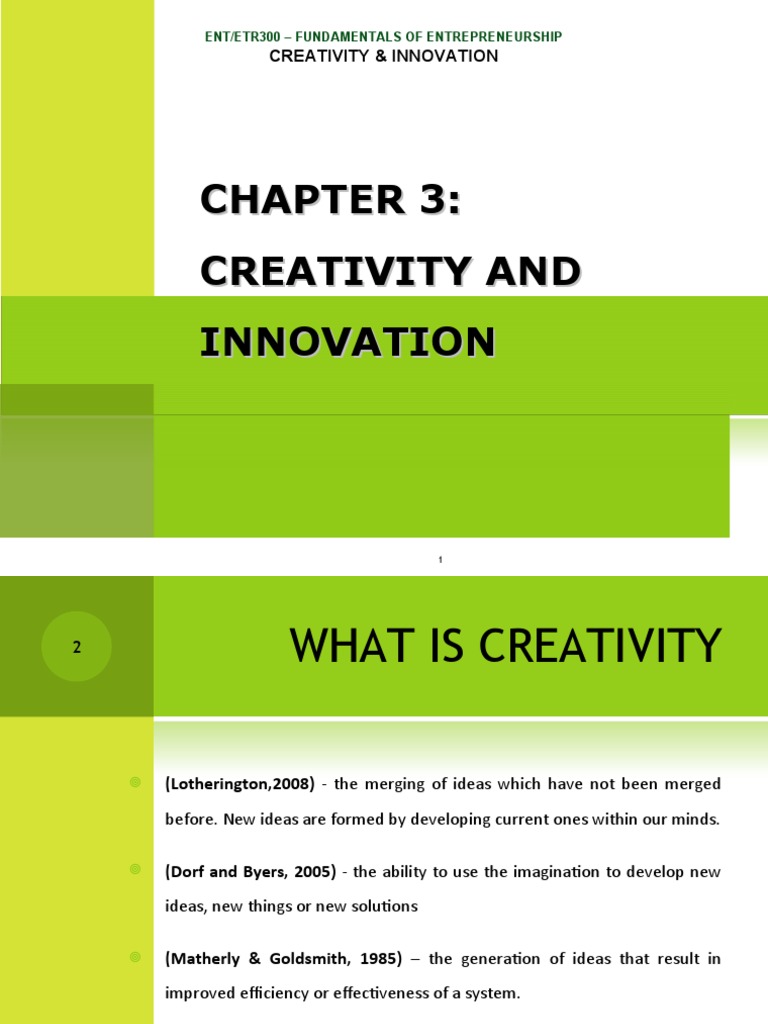 ENT300 - Chapter 3 | PDF | Creativity | Entrepreneurship