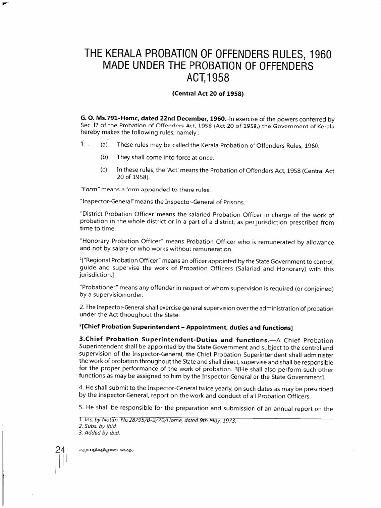 Kerala PO Rules | PDF | Probation | Probation Officer