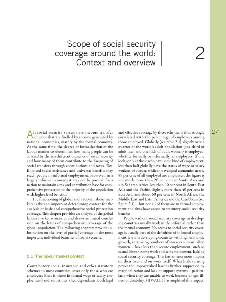 Scope of Social Security Coverage Around The World: Context and ...