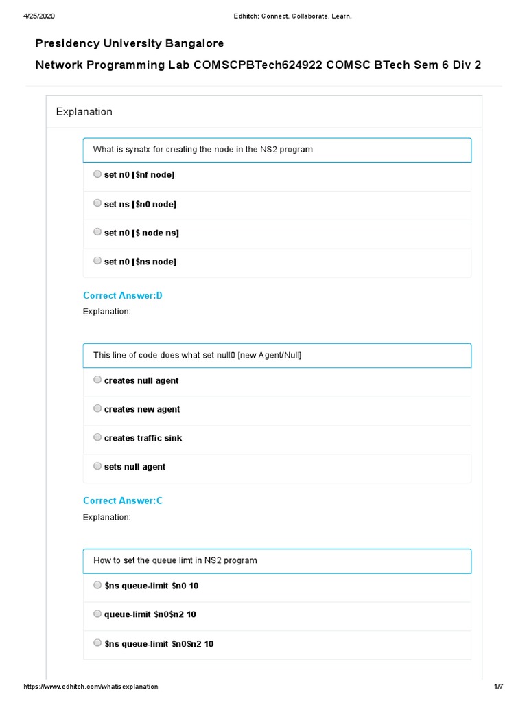 Presidency University Bangalore Network Programming Lab Comscpbtech624922 Comsc Btech Sem 6 Div ...