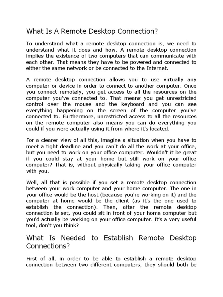 Understanding Remote Desktop Connections | PDF | Remote Desktop ...