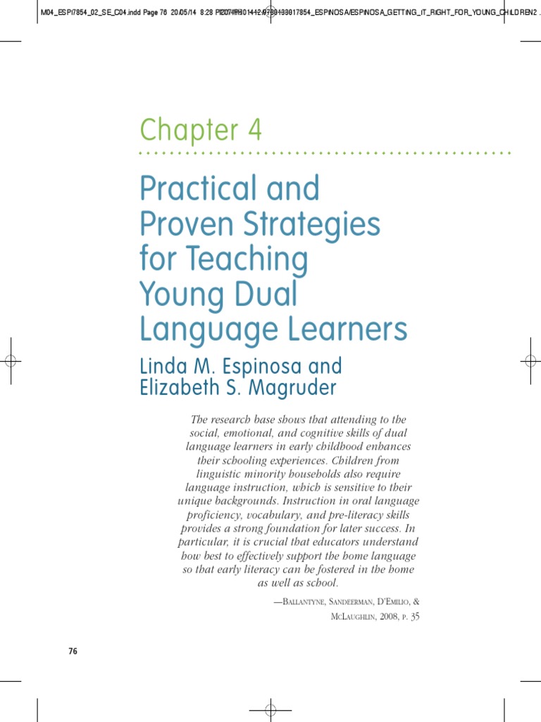 Chapter 4 - Practical and Proven Strategies For Teaching Young Dual Language Learners | PDF ...