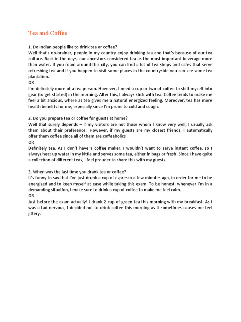 Ielts Tea and Coffee | PDF