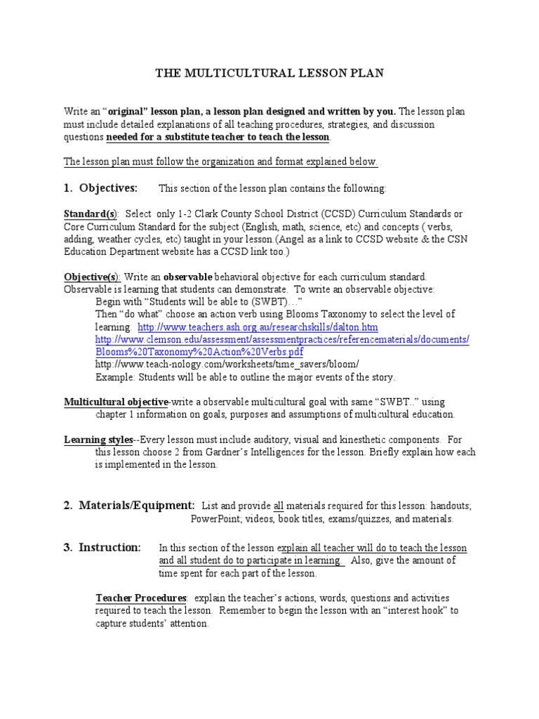 Multicultural Lesson Plan Guide | PDF | Lesson Plan | Lesson