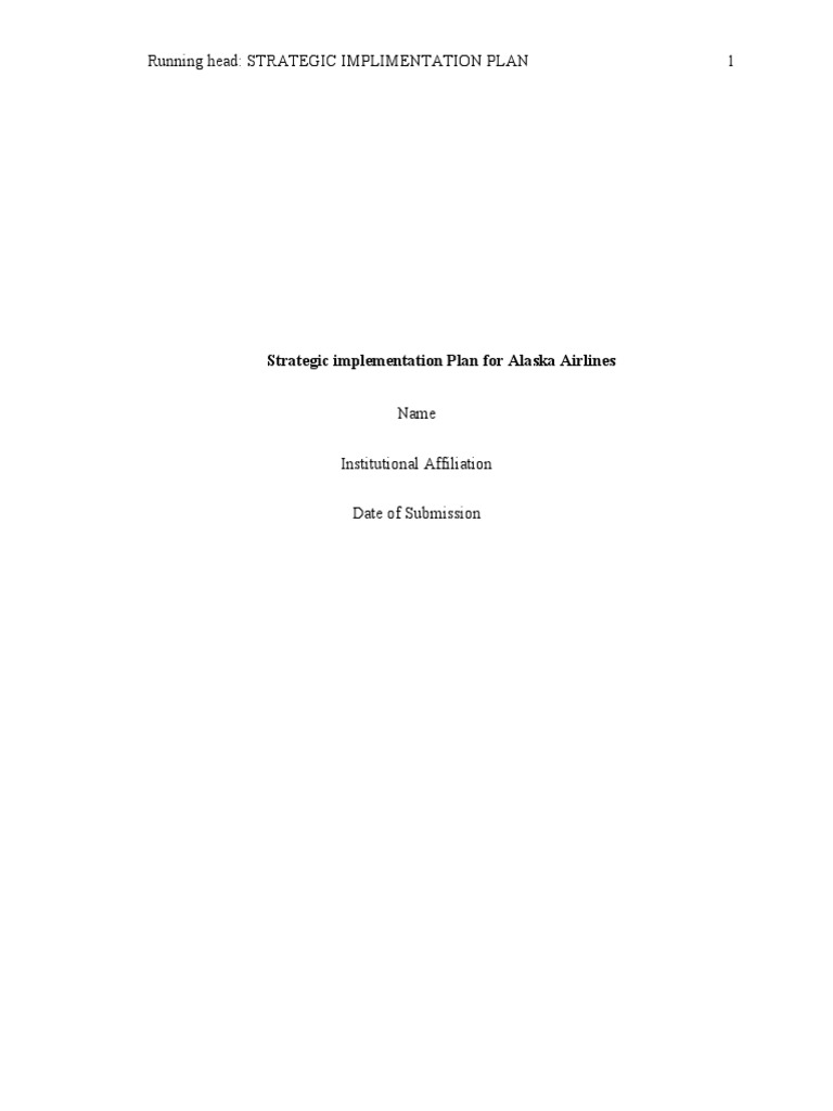 Strategic Implementation Plan for Alaska Airlines | PDF | Risk ...