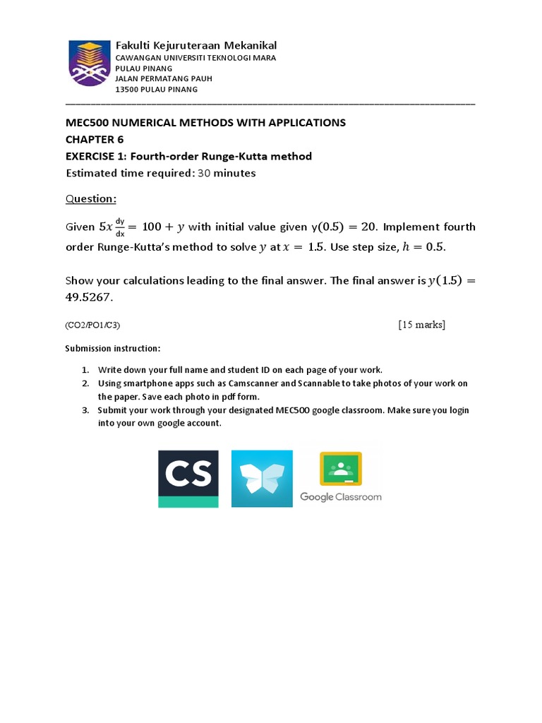 Exercise 1 On RK Method | PDF