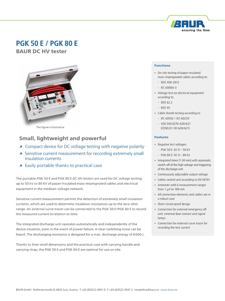 DS - DC HV Tester - PGK 50 - PGK 80 - BAUR - En-Gb | PDF | Voltage ...