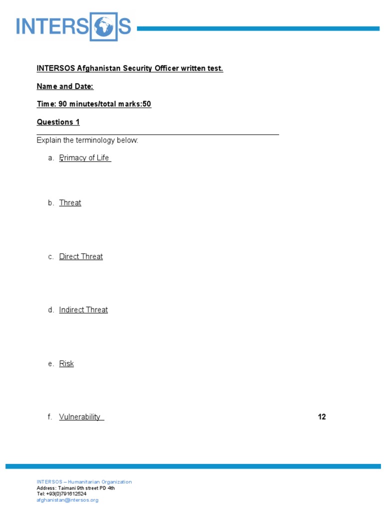 Security Officer Written Test | PDF