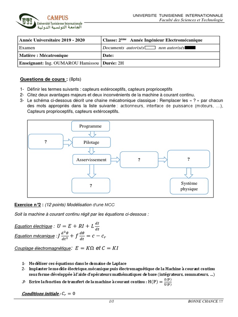 Examen Mecatronique PDF | PDF