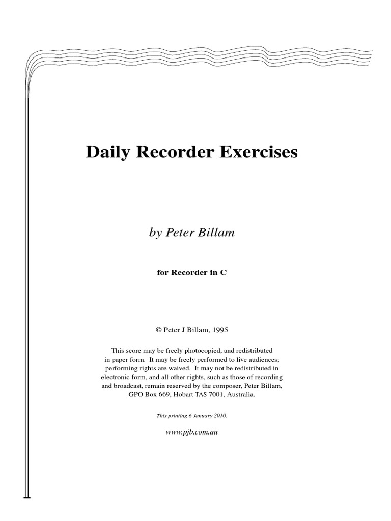 Daily Recorder Exercises (In C) PDF | PDF | Recorder (Musical ...