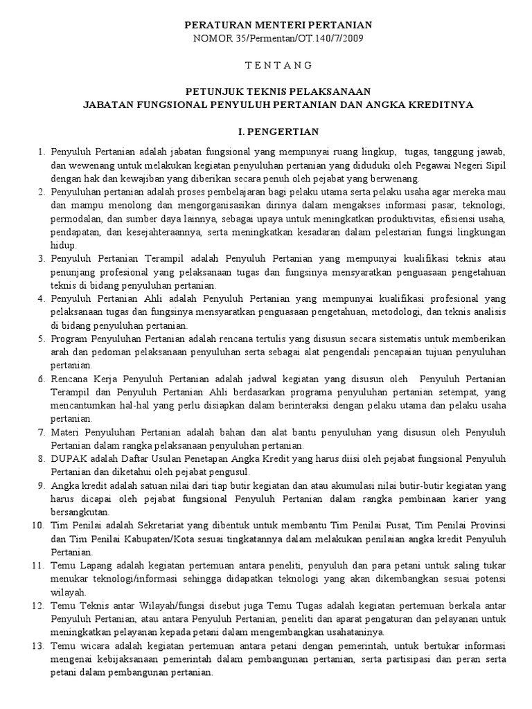 Permentan 35 - Ot.140 - 7 - 2009 | PDF | Bisnis