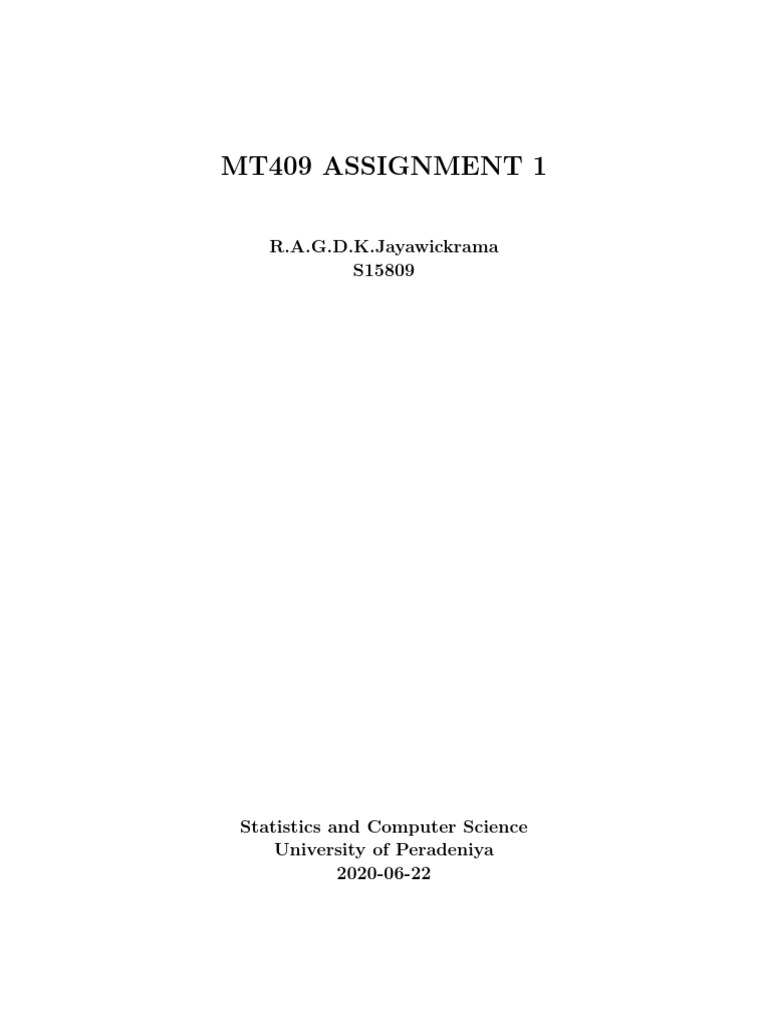 Mt409 Assignment 1 R A G D K Jayawickrama S15809 Pdf Supply Chain
