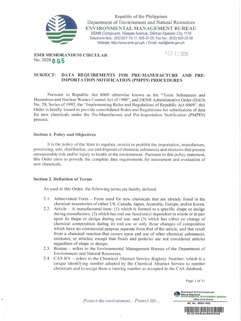Emb MC 2020 005 - Data Requirements For Pmpin Procedures PDF | PDF