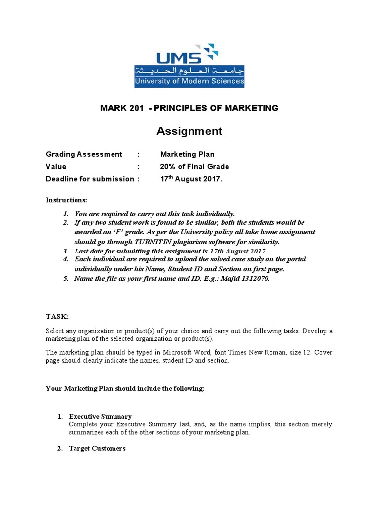 Assignment (Marketing Plan) | PDF | Turnitin | Marketing