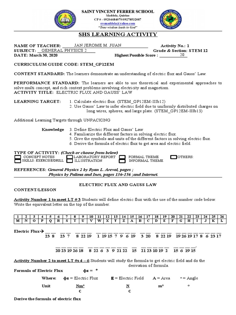 Modular General Physics 2 | PDF | Electric Field | Area