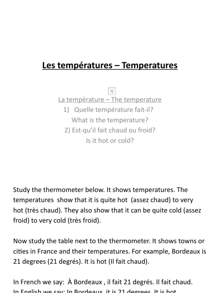 Températures en France en Français | PDF