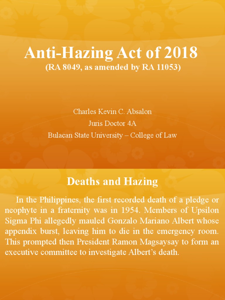 Anti-Hazing Act of 2018: (RA 8049, As Amended by RA 11053) | PDF ...