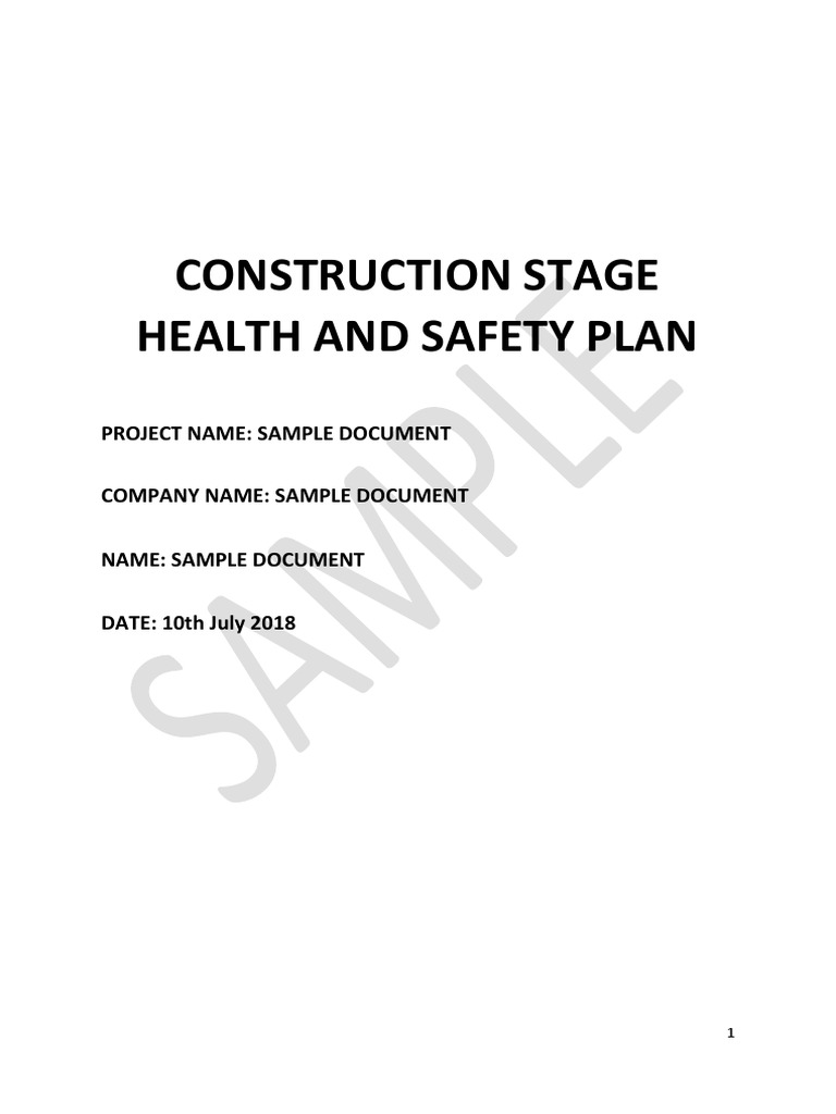 Construction Stage Health and Safety Plan: Project Name: Sample ...