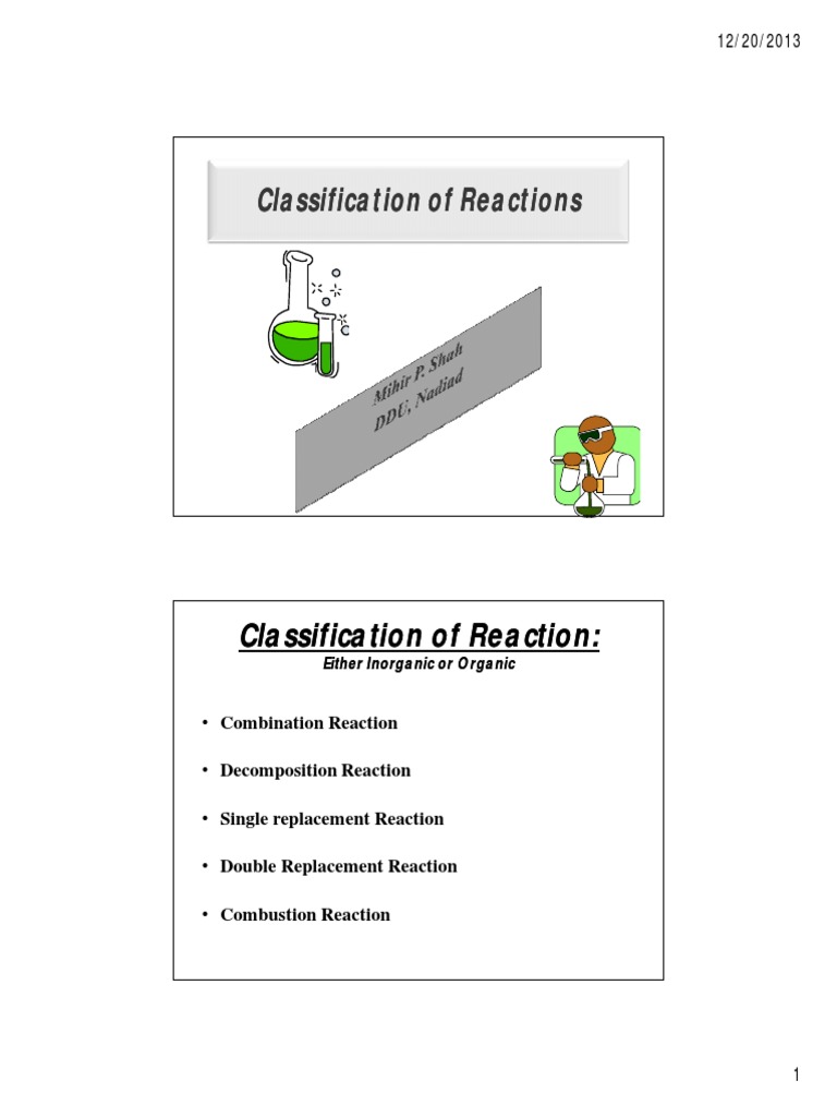 Classification of Reactions | PDF | Chemical Reactions | Process ...