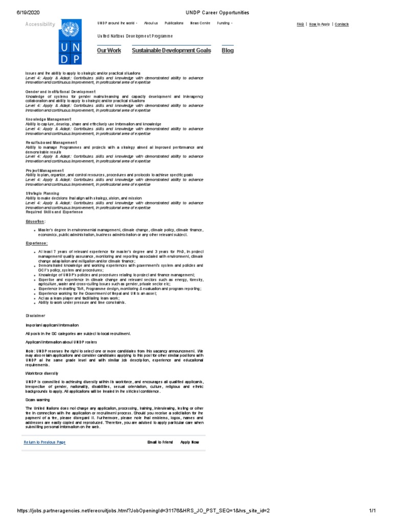 UNDP Career Opportunities | PDF | United Nations Development Programme ...