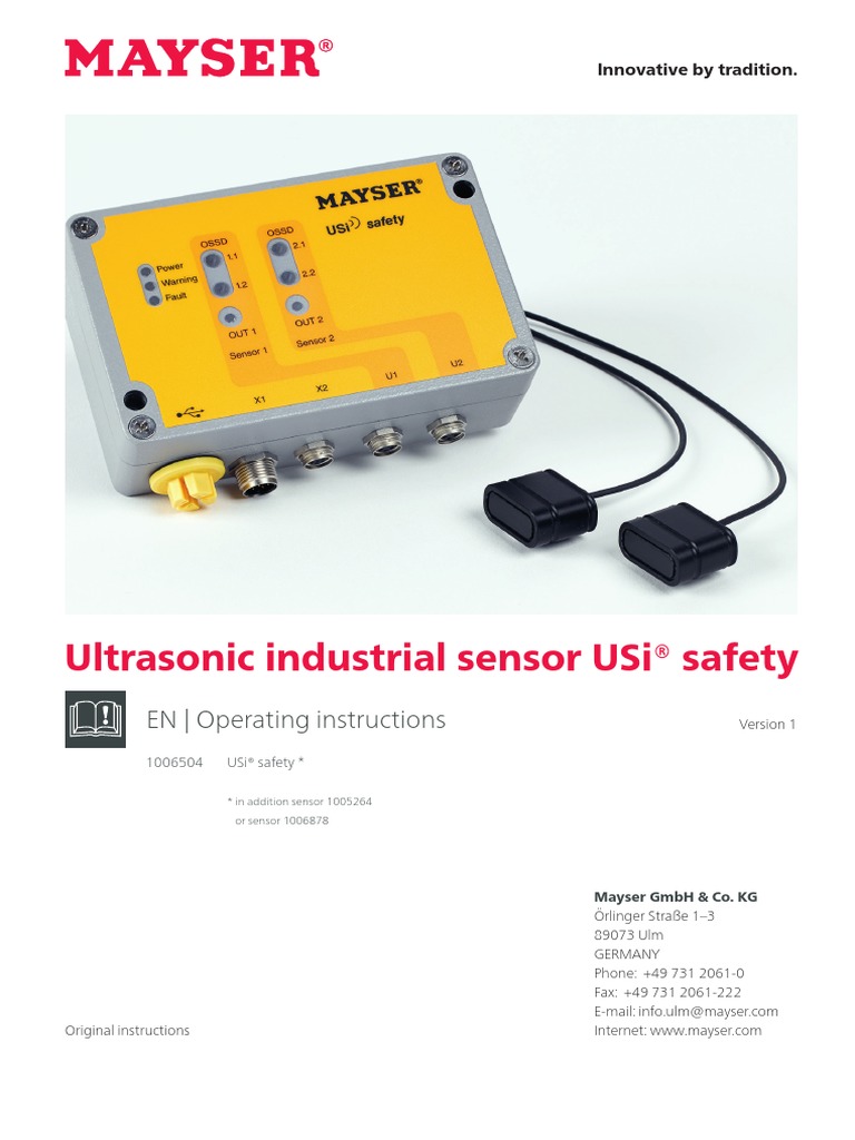 Ultrasonic Industrial Sensor Usi® Safety: en - Operating Instructions ...
