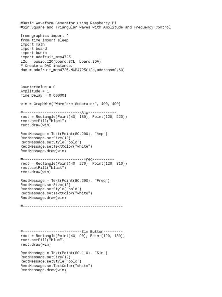 Waveform Generator Using Raspberry Pi Python Code | PDF ...