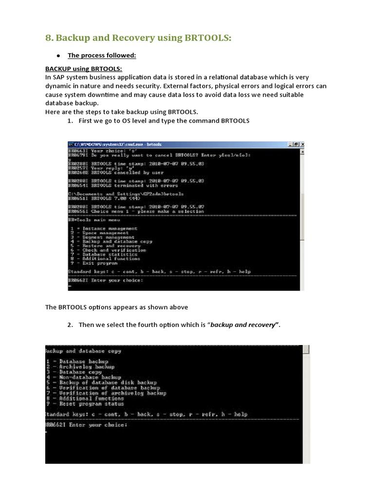 Backup and Recovery Using BRTOOLS | PDF | Backup | Computer File