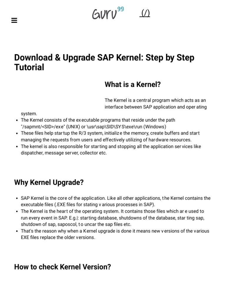 Upgrade SAP Kernel - Step by Step Tutorial PDF | PDF | Kernel ...
