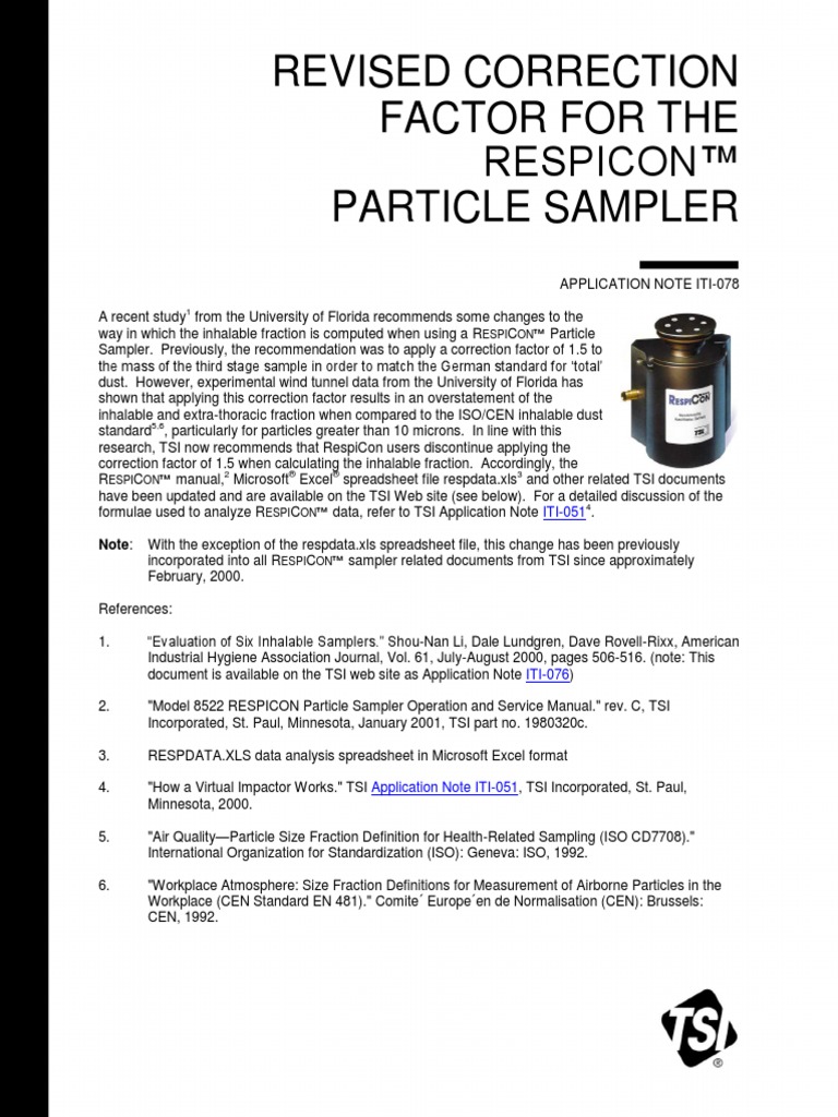 Revised Correction Factor For The Respicon™ Particle Sampler | PDF ...