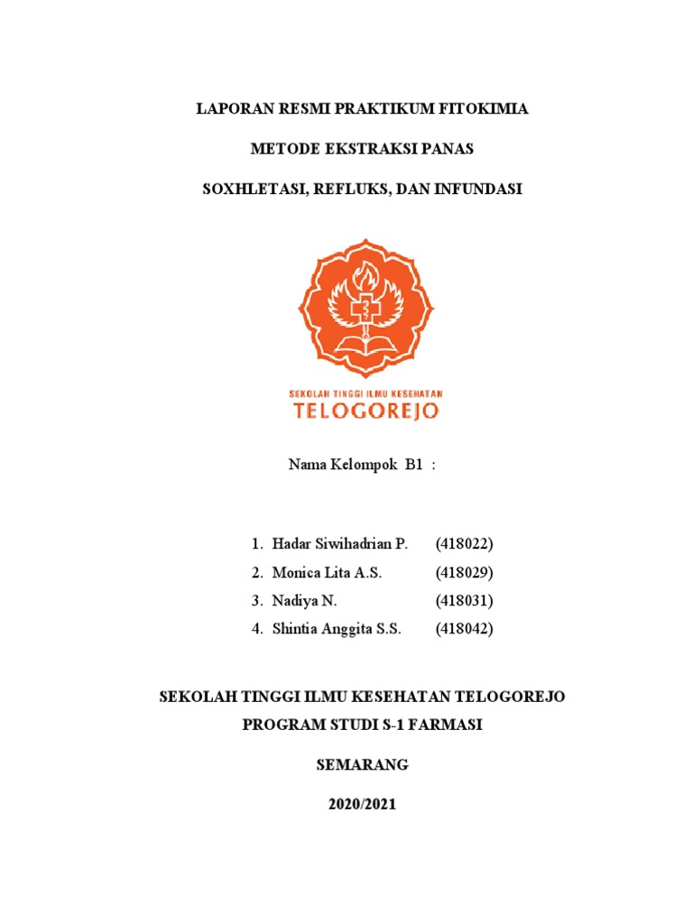 Laporan Resmi Fitokimia Ekstraksi Metode Panas (B1) | PDF Laporan Resmi Fitokimia Ekstraksi Metode Panas (B1) | PDF