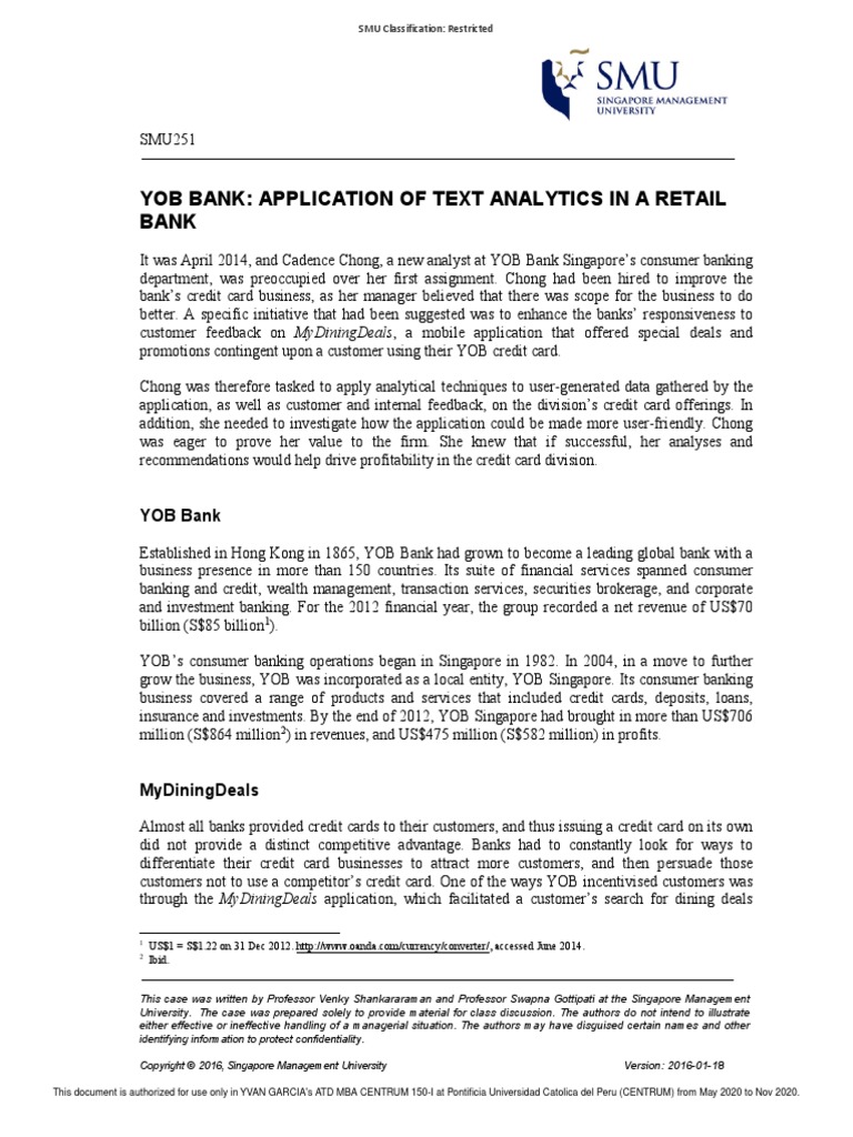 Caso 2 - YOB Bank | PDF | Analytics | Predictive Analytics