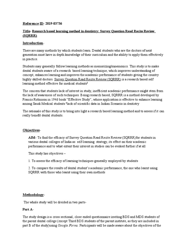 ICMR Abstract SQRRR.... | PDF | Question | Study Skills